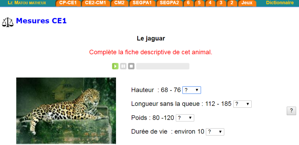 GRANDEURS ET MESURES en ligne – Jeuxtravaillenligne