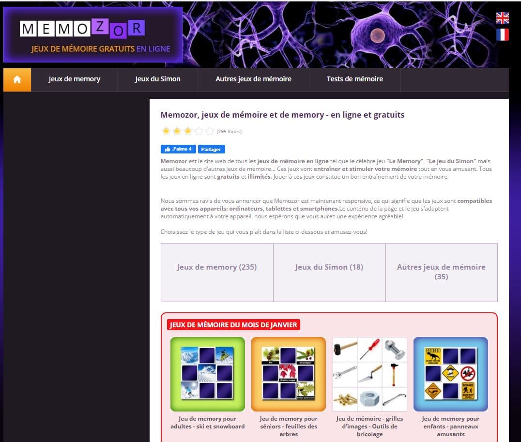 MEMOZOR très beau site de jeux de mémoire en ligne – Jeuxtravaillenligne
