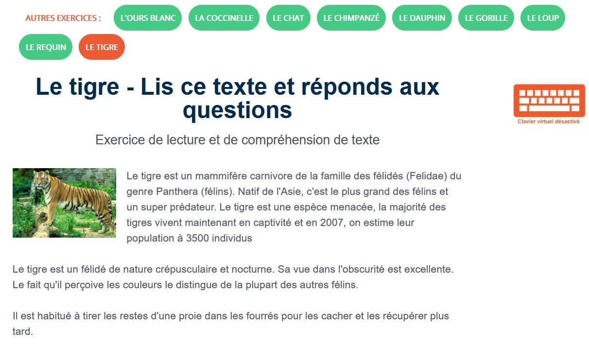 ORTHOLUD textes sur les ANIMAUX et questions de lecture ...